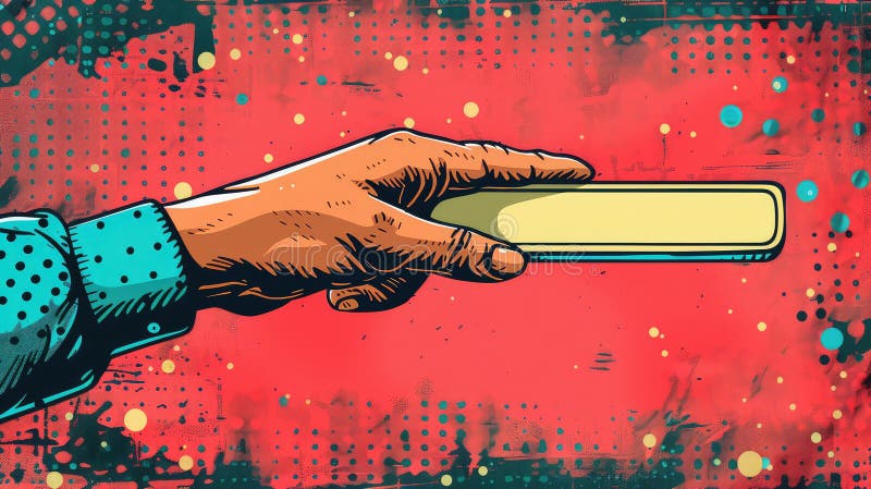 Retro-Styled Search Bar with Hand Icon and Dotted Pop Art Illustration ...