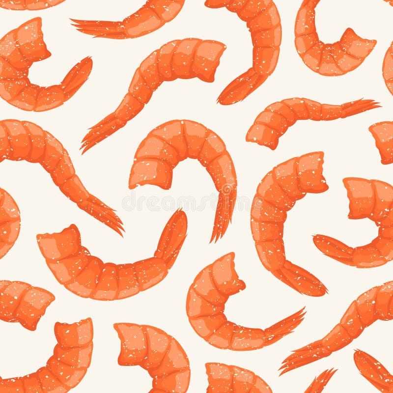 Retro Styled Shrimp Seamless Pattern Stock Vector - Illustration of ...