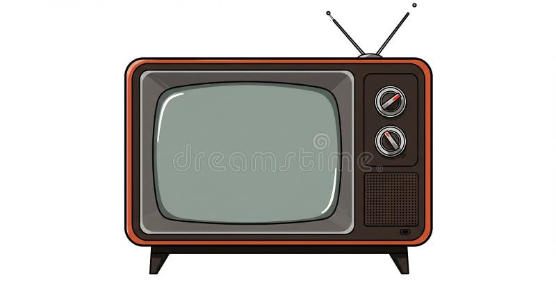 Retro-styled Television with a Boxy, Brown Frame and Rounded Screen ...