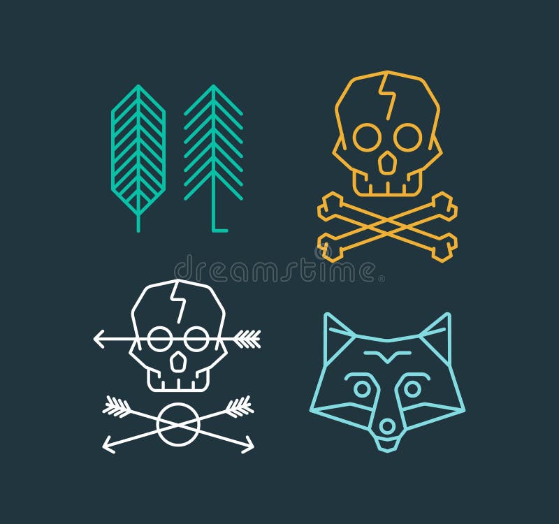 Retro Styled Trendy Emblems. Stock Illustration - Illustration of retro ...