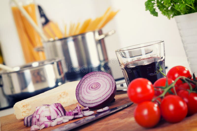 Retro Stylized Image of the Pasta and Ingredients Stock Photo - Image ...