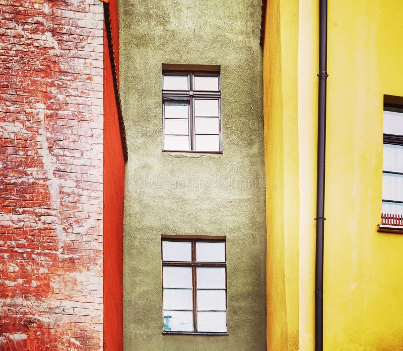 Retro Stylized Picture of an Old House Facade Stock Image - Image of ...