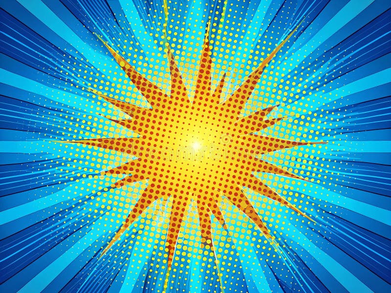 Retro Summer Comic Book Background Vibrant Blue Halftone Dots for a ...