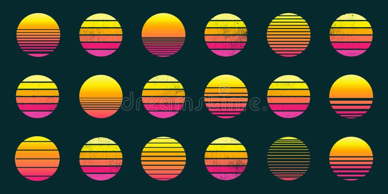 Retro Sun Logotype Collection. Sunset Retro Logo Banners Templates. Sun ...