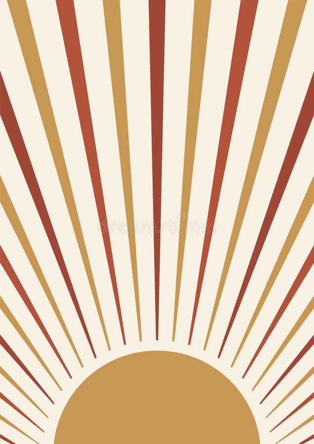 Retro Sun Print Boho Minimalist Printable Wall Art. Stock Vector ...