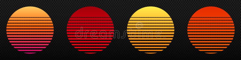 Retro Sun Sunrise Logo. Old Vintage Sun Circle Sunset Design. Stock ...