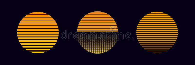Retro Sun Vector Sunset Logo. Old Sun Circle Sunrise Design. Stock ...
