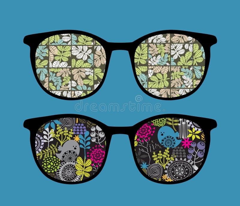 Retro Sunglasses with Reflection in it. Stock Vector - Illustration of ...