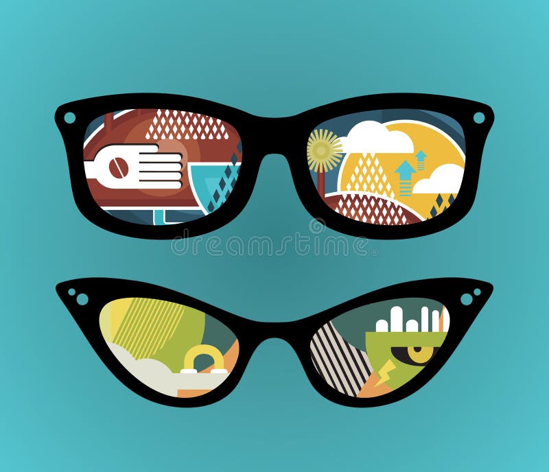 Summer Sunglasses with Beach Reflection Stock Vector - Illustration of ...