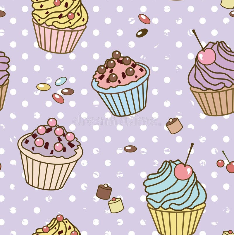 Ice Cream and Sweets Seamless Pattern Stock Vector - Illustration of ...