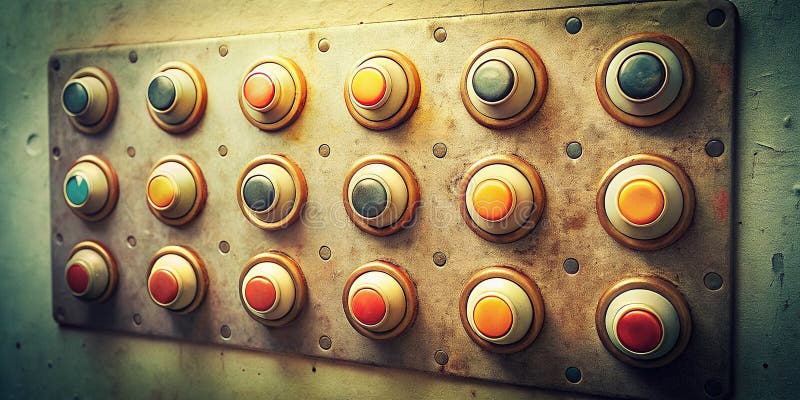 Retro Switch Buttons for Website Design a Vintage Line Art Graphics Set ...