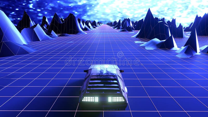 3D Retro Synthwave Car Interior View VJ Loop Motion Background Stock ...