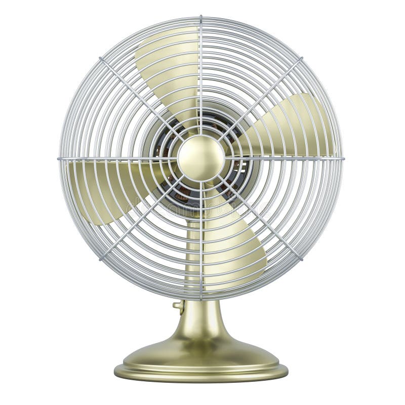 Retro Table Fan, Front View. 3D Rendering Stock Illustration ...