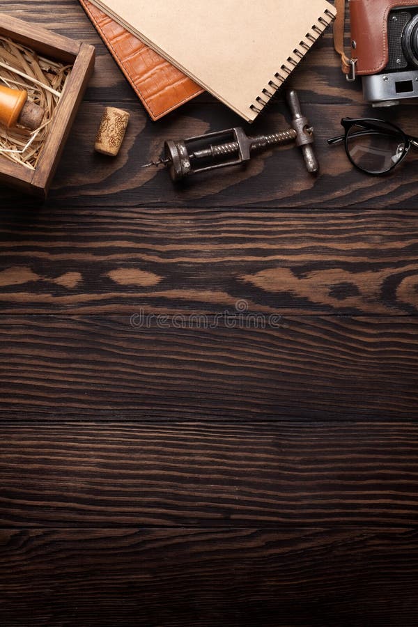 Retro table stock photo. Image of backdrop, supply, wine - 108655754
