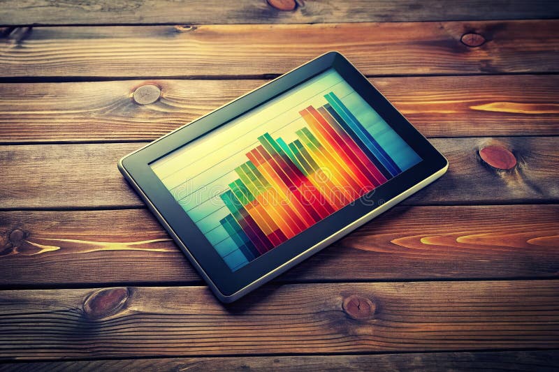 Retro Tablet Displaying Data Histogram a Glimpse into Historical Data ...