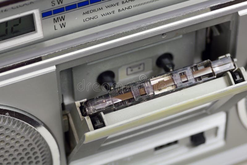 Retro Tape Recorder with the Open Deck Stock Photo - Image of cassette ...