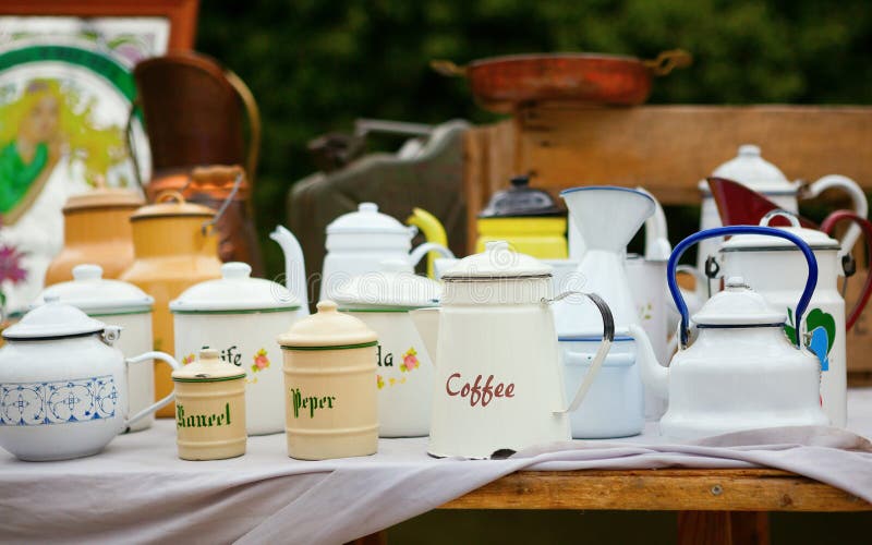 Retro Tea-pots on the Flea Market Stock Photo - Image of teakettle ...