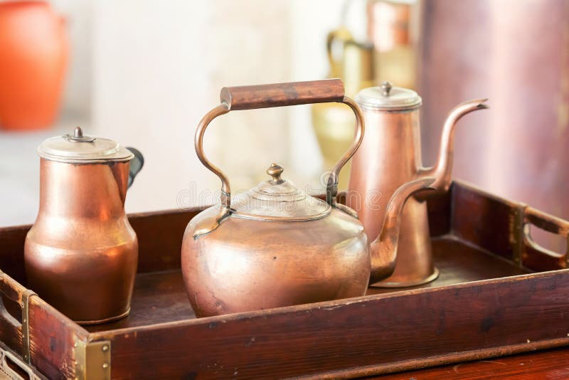 Retro tea-pots stock photo. Image of kitchen, interior - 61087412