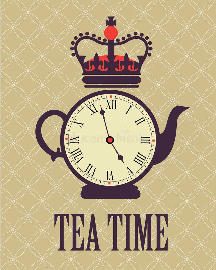 Retro Tea Time in London Poster Stock Illustration - Illustration of ...