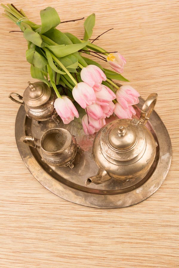 Retro tea time set stock image. Image of antique, metall - 45661383