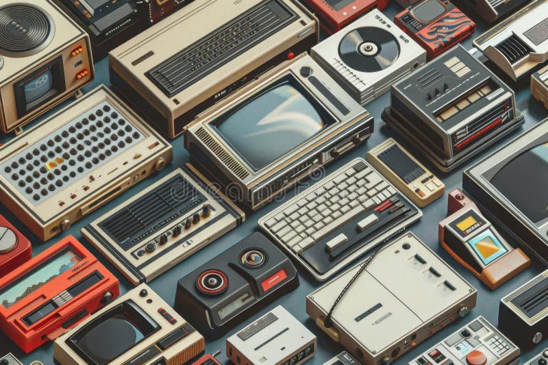 Retro Tech, a Collection of Vintage Electronics Stock Illustration ...