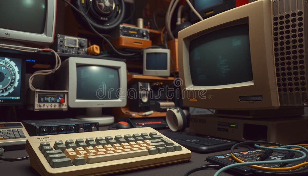 Retro Tech Collector S Dream Setup Stock Image - Image of display ...