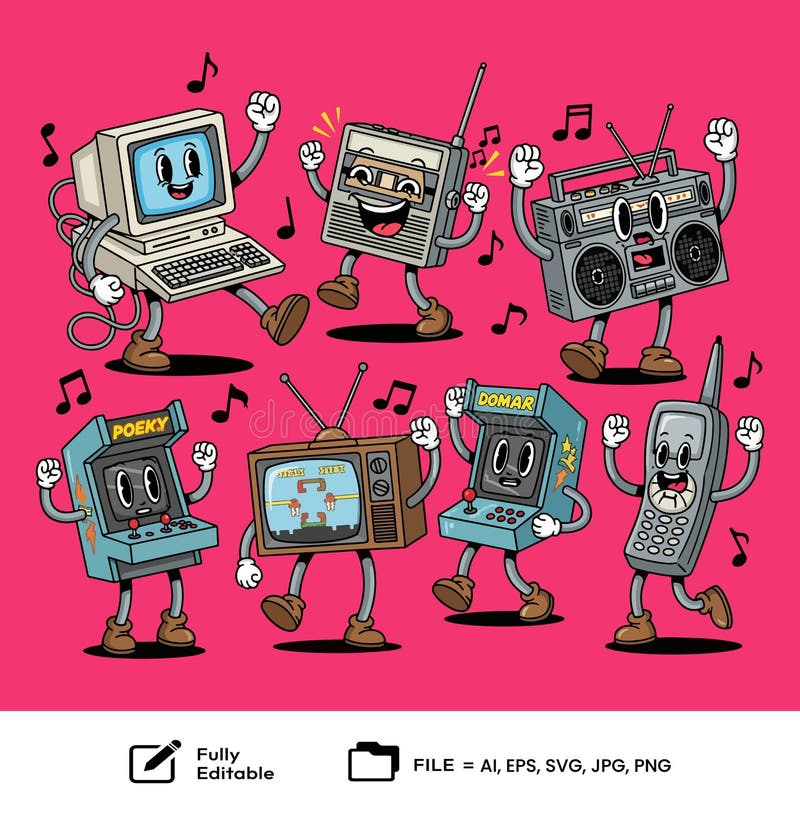 Retro Tech Stickers Stock Illustrations – 318 Retro Tech Stickers Stock ...