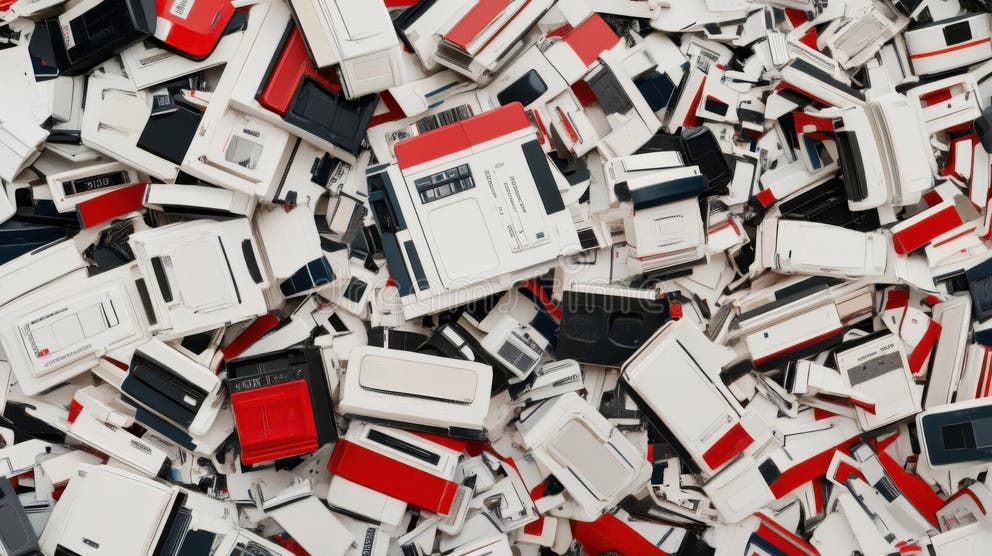 Retro Tech Waste Pile stock illustration. Illustration of electronics ...