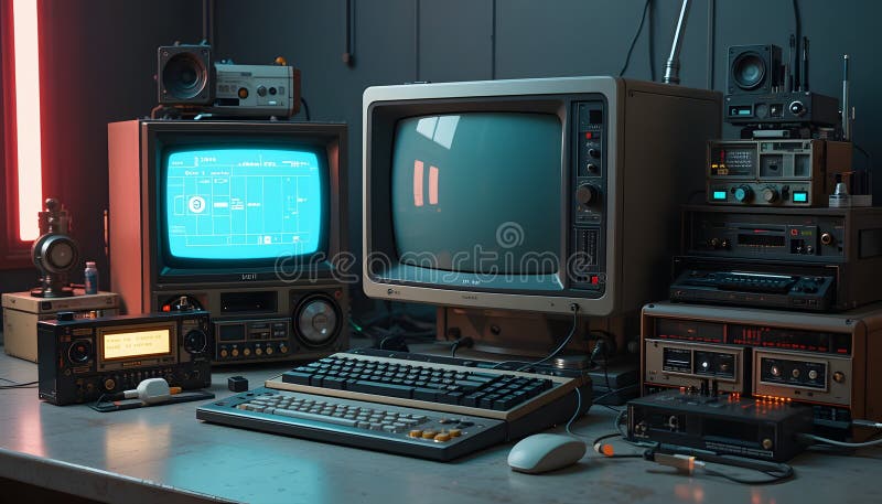Retro Tech Workstation stock illustration. Illustration of retro ...