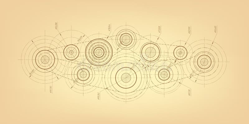Retro Technical Drawing.Rotating Gears.School Physics.Rotating ...