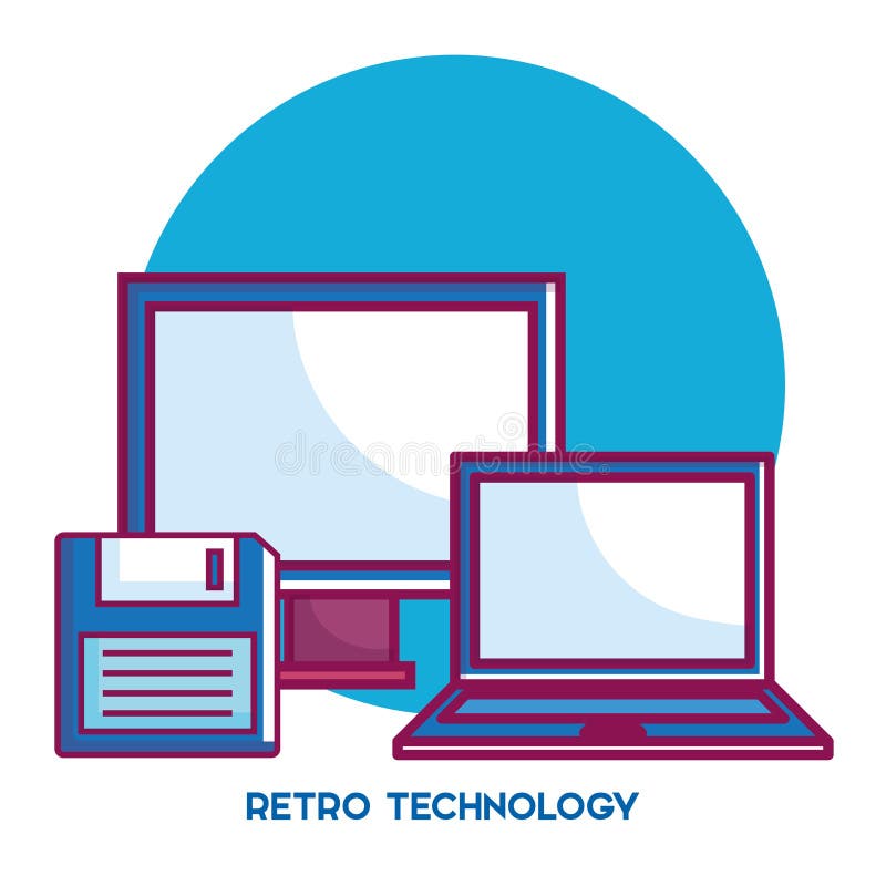 Retro Technology Set Gadgets Stock Vector - Illustration of 90th ...