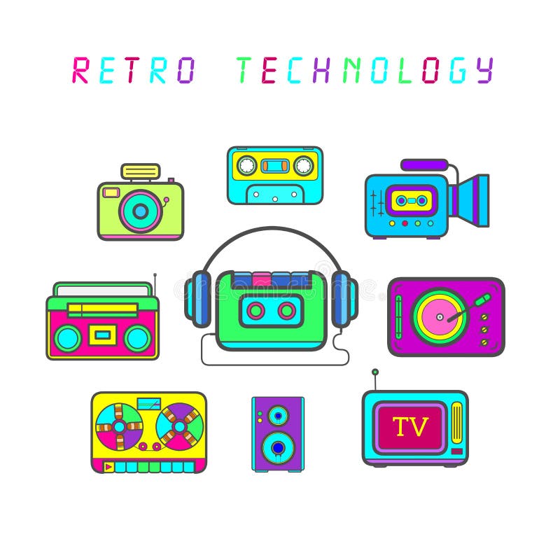 Retro Technology, Vector Icons Stock Vector - Illustration of ...