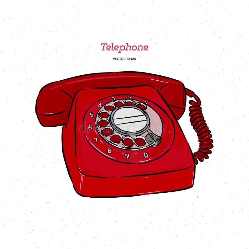 Red Telephone Communication Talk Conversation Office Sketch Stock ...