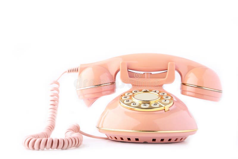 Old Vintage Rotary Dial Pink Telephone Stock Image - Image of ...