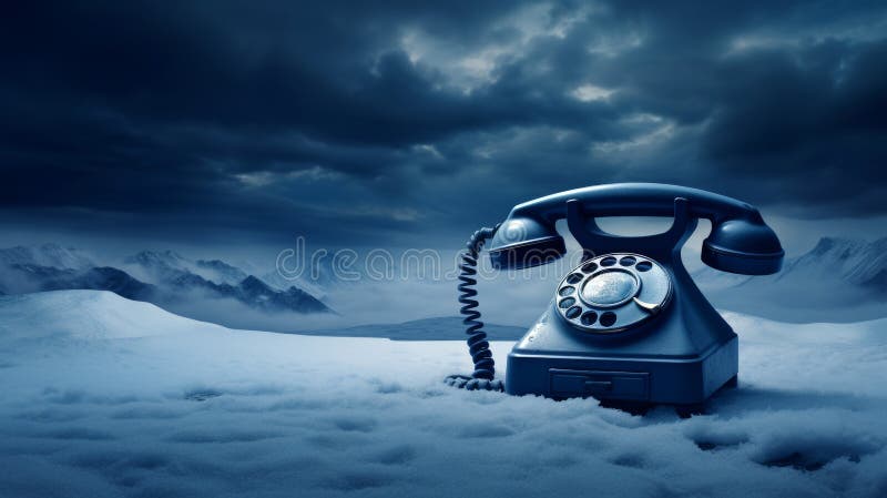 Retro Telephone in the Snowy Mountains Stock Illustration ...