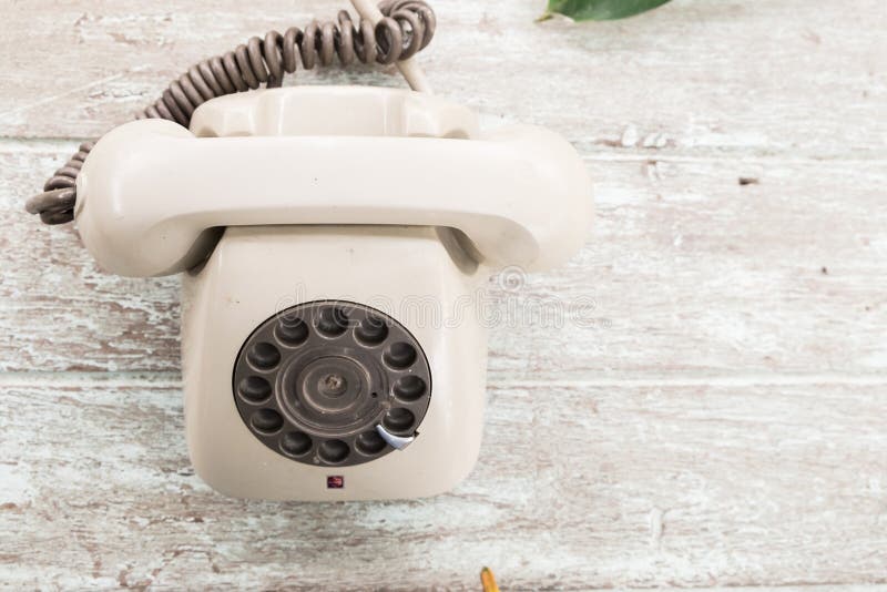 Retro Telephone on Wood Table Stock Image - Image of design, dial: 63257227