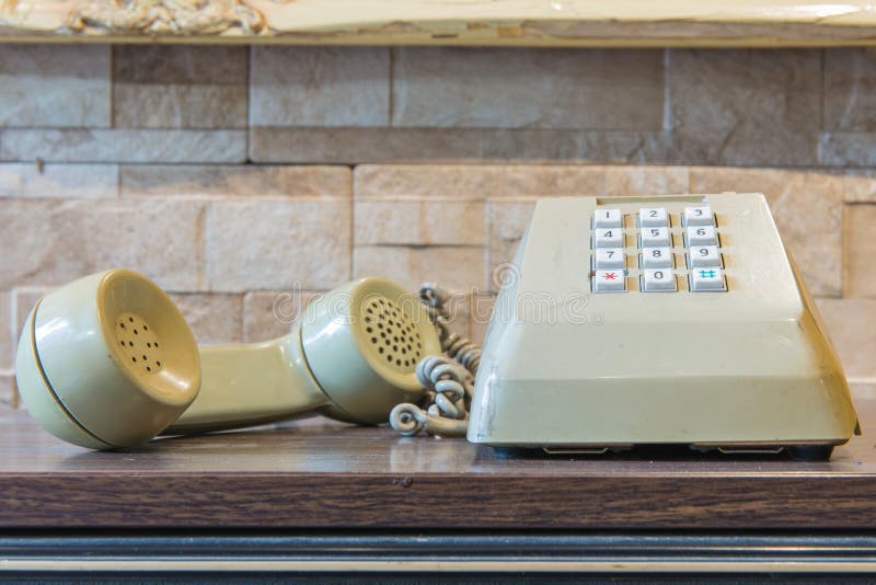 Retro Telephone on Wooden Table, Vintage Style Stock Image - Image of ...