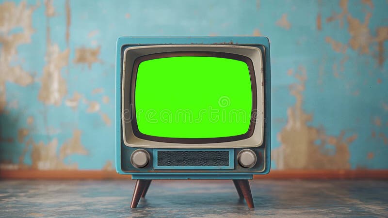 Retro Television with a Classic Boxy Frame and Psychedelic Screen ...