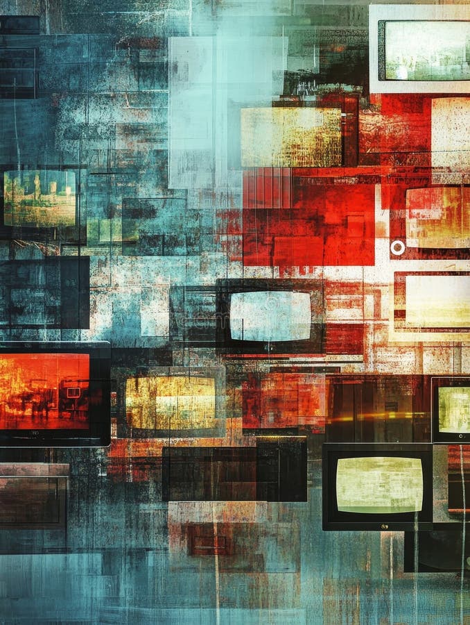 Retro Television Collage Abstract Art Featuring a Collage of Vintage ...