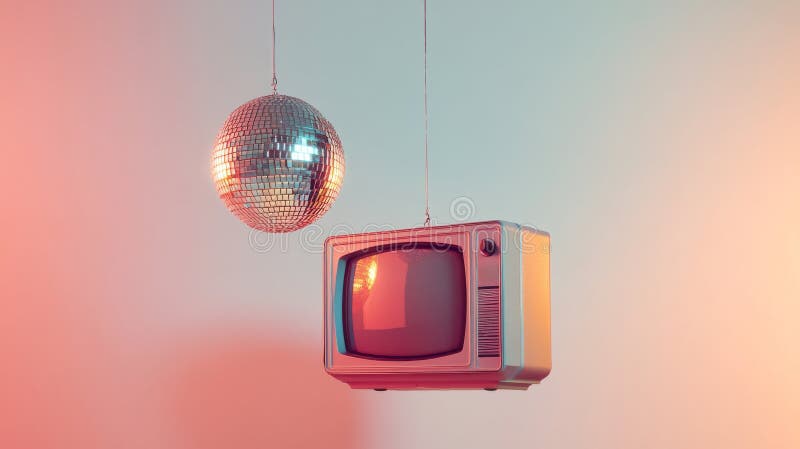 Retro Television with Disco Ball, Vintage Nostalgia Concept Stock Photo ...