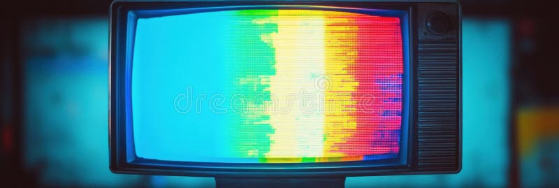 Retro Television Displays Vibrant Static Noise and Glitch Patterns in a ...