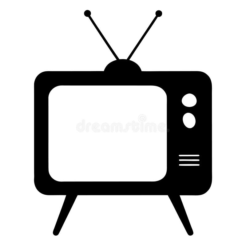 Retro Television Icon: Black and White Silhouette Stock Vector ...