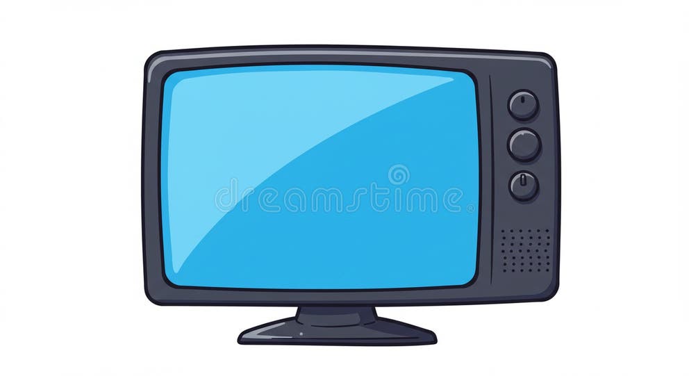 Retro Television Illustration Featuring a Rectangular Screen with a ...