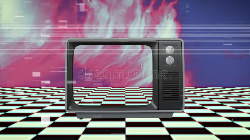 Retro Television and Interference on Colourful Blur with Moving ...