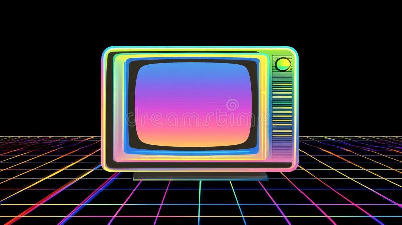 Retro Television Screen with Vertical Stripes Against a Dark Background ...