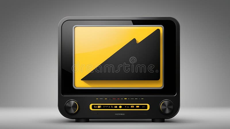 Retro Television with Triangle Design on Screen Icon Stock Image ...