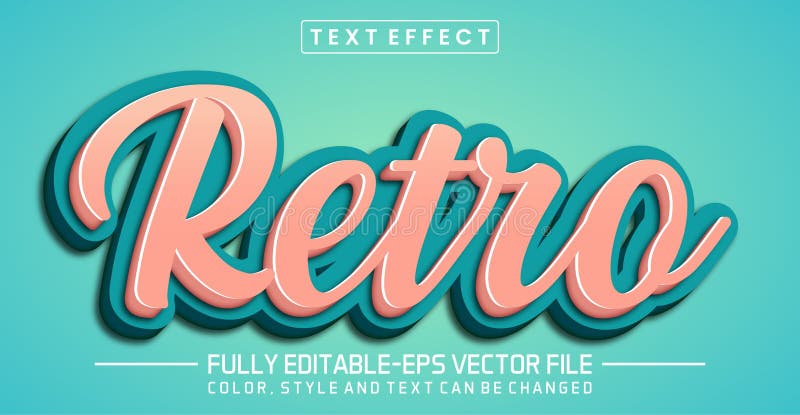 Retro Text 3d Editable Style Effect Stock Illustration - Illustration ...