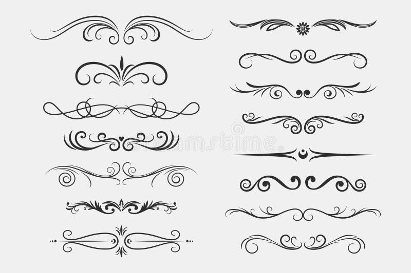 Retro Text Delimiters Set. Vintage Monochrome Text Dividers, Decorative ...