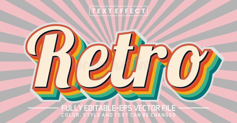 Retro Text Editable Style Effect Stock Vector - Illustration of effect ...
