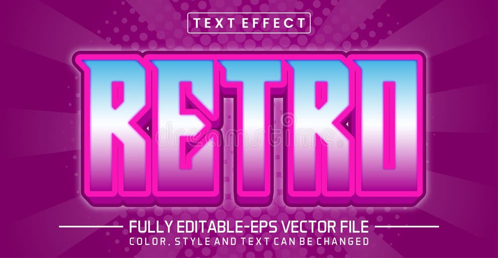 Retro Text Editable Style Effect Stock Vector - Illustration of sign ...